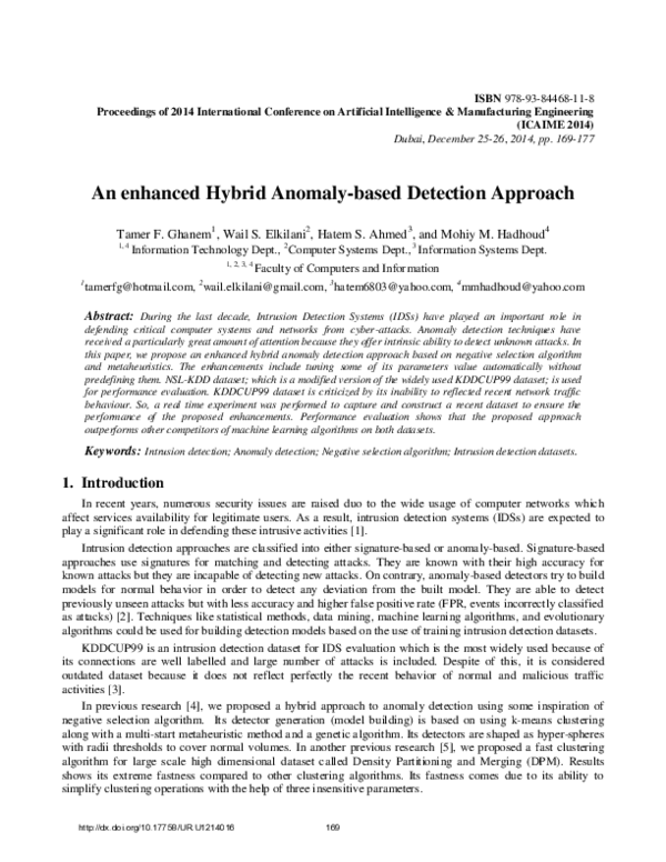 (PDF) An enhanced Hybrid Anomaly-based Detection Approach