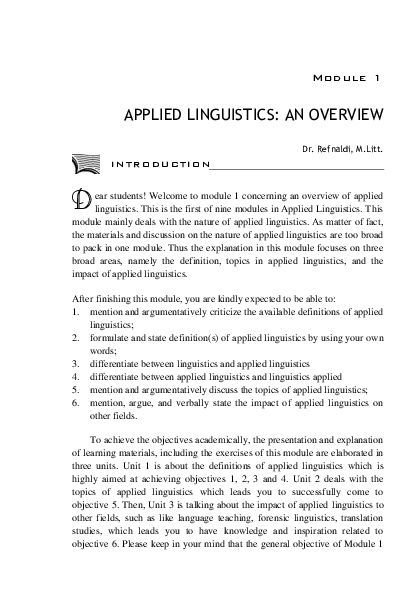 (PDF) APPLIED LINGUISTICS: AN OVERVIEW