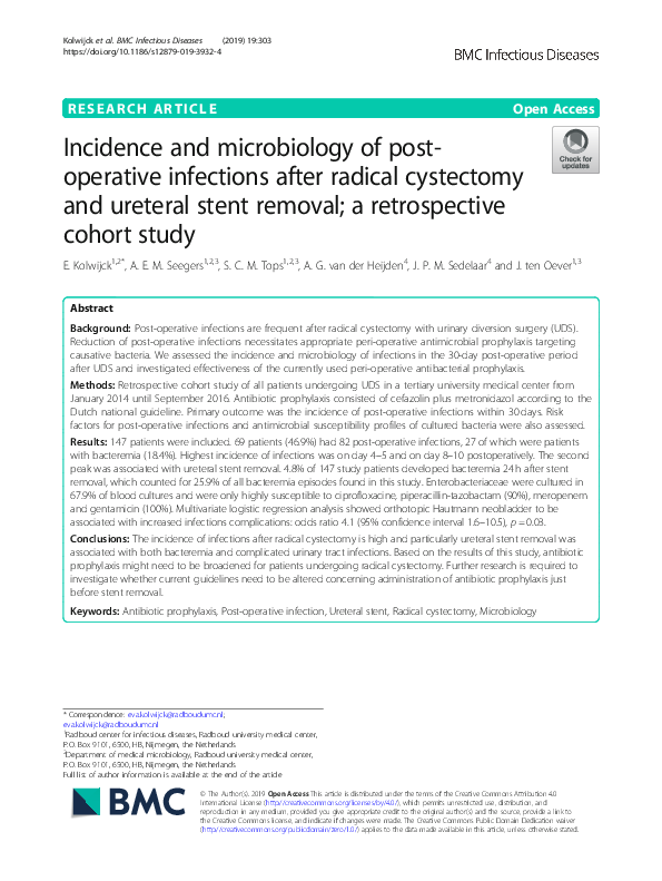 (PDF) Incidence and microbiology of post-operative infections after ...
