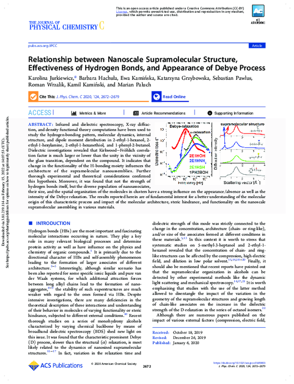 (PDF) Relationship between Nanoscale Supramolecular Structure, Effectiveness of Hydrogen Bonds ...