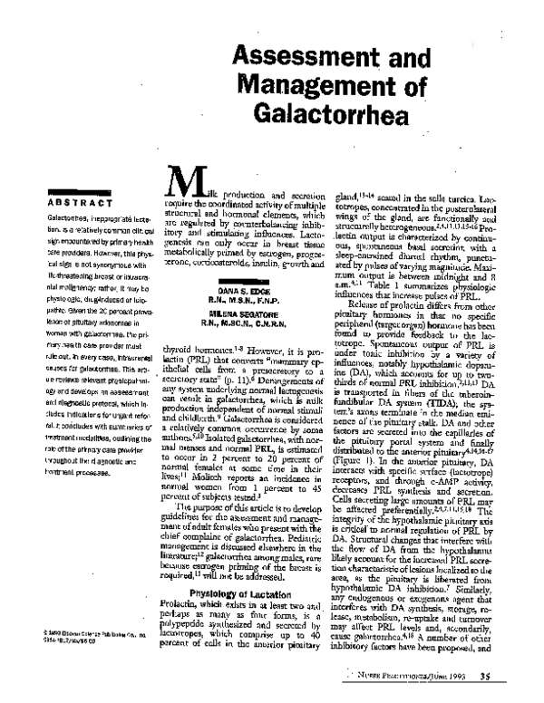 (PDF) Assessment and Management of Galactorrhea