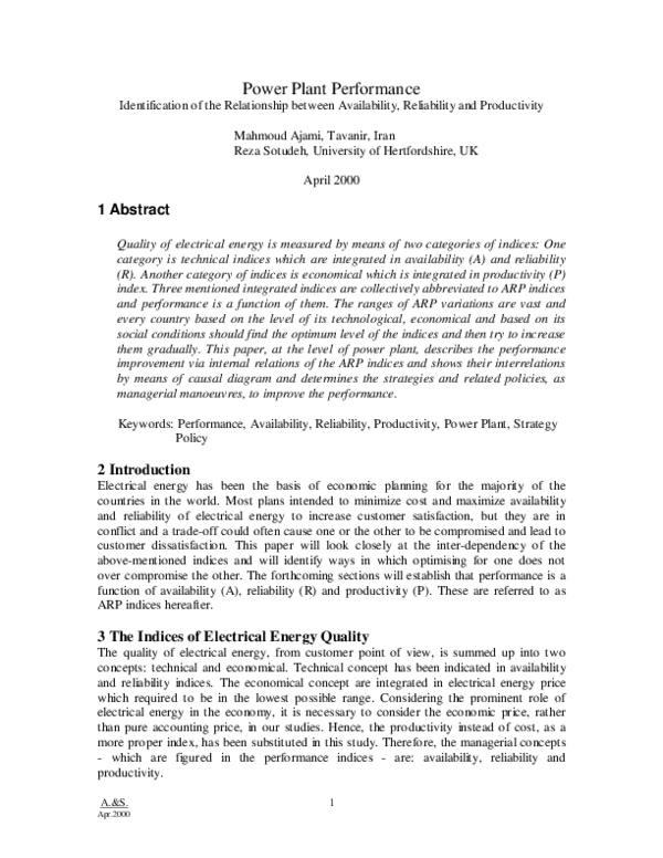 (PDF) Power Plant Performance Identification of the Relationship ...