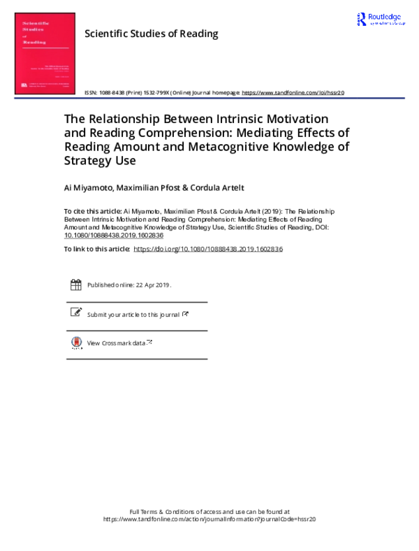 (PDF) The Relationship Between Intrinsic Motivation and Reading Comprehension: Mediating Effects ...