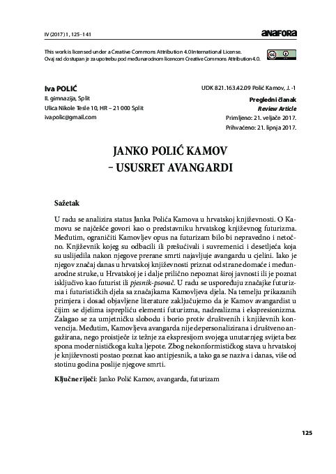 (PDF) Janko Polić Kamov – ususret avangardi
