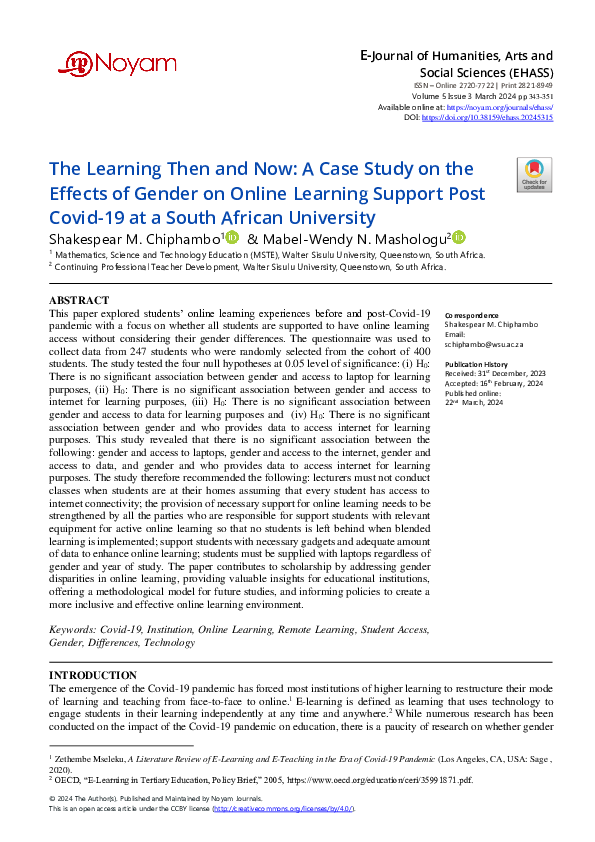 (PDF) The Learning Then and Now: A Case Study on the Effects of Gender on Online Learning ...