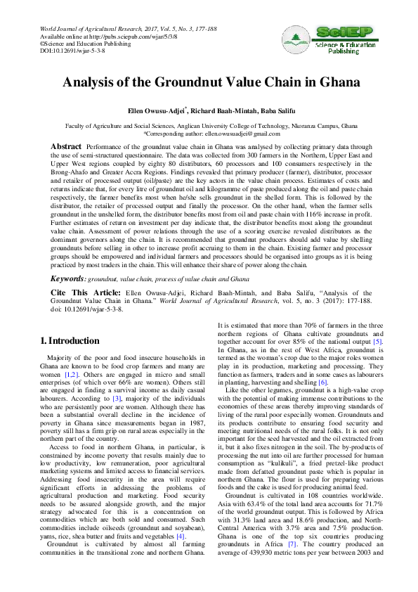 (PDF) Analysis of the Groundnut Value Chain in Ghana