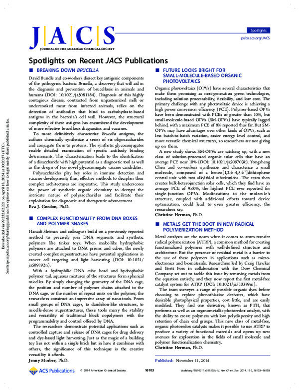 (PDF) Spotlights on recent jacs publications