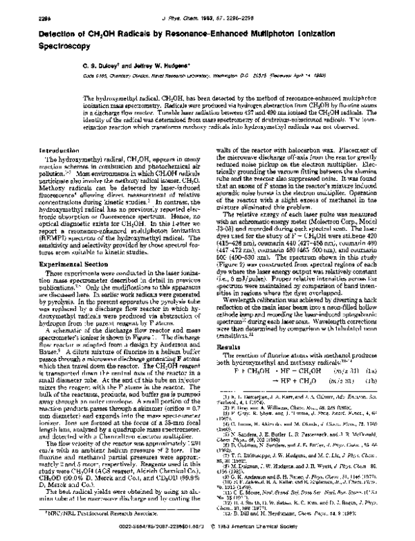 (PDF) Detection of hydroxymethyl (CH2OH) radicals by resonance-enhanced ...