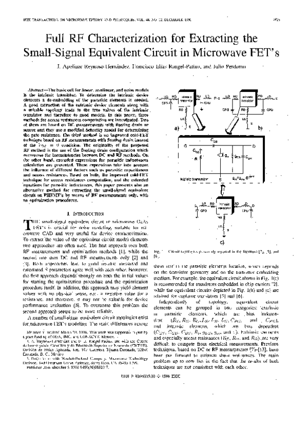 (PDF) Full RF characterization for extracting the small-signal equivalent circuit in microwave FETs