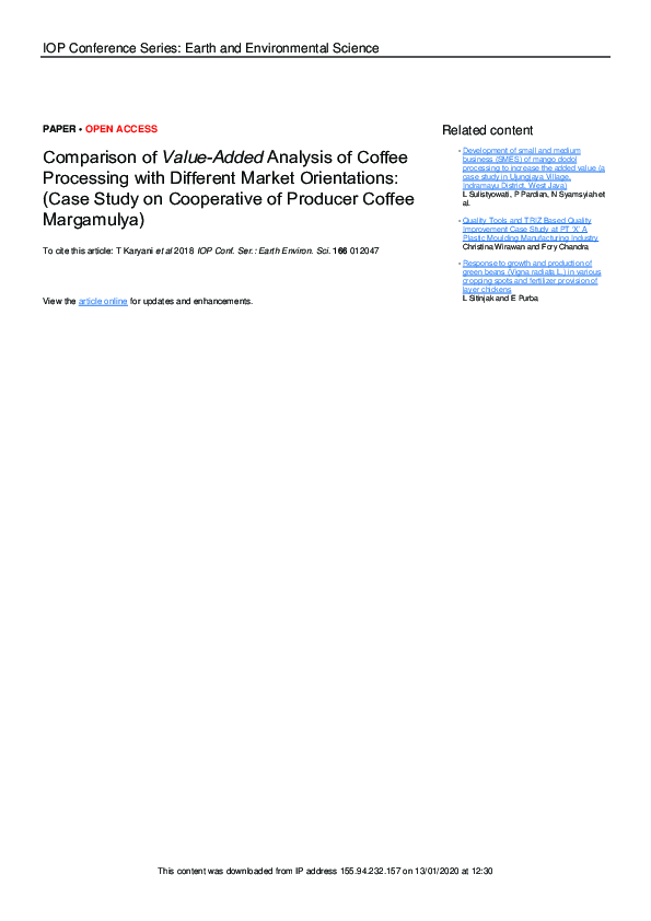 (PDF) Comparison of Value-Added Analysis of Coffee Processing with ...