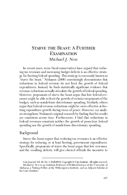 (PDF) Starve the Beast: A Further Examination