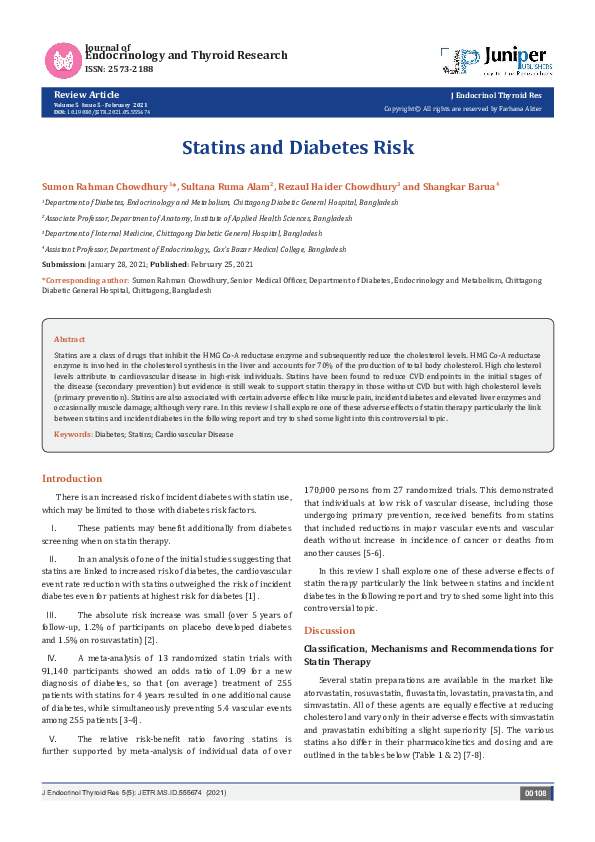 (PDF) Statins and Diabetes Risk