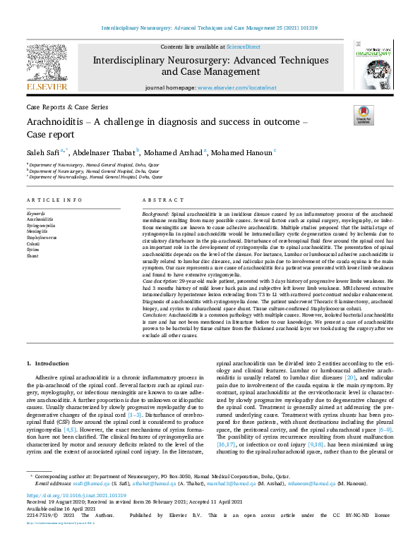 (PDF) Interdisciplinary Neurosurgery: Advanced Techniques and Case ...