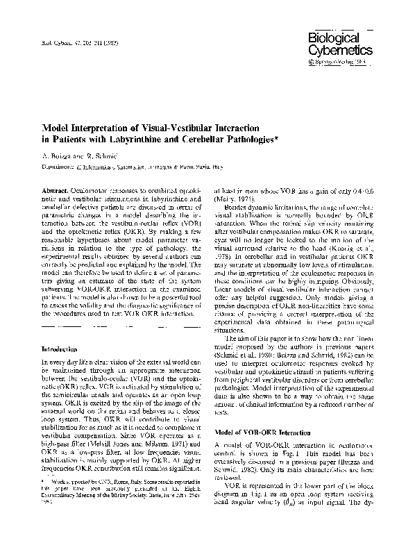 (PDF) Model interpretation of visual-vestibular interaction in patients ...