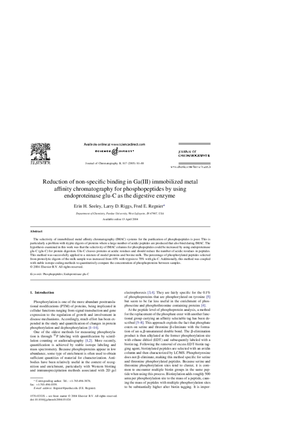 (PDF) Reduction of non-specific binding in Ga(III) immobilized metal ...