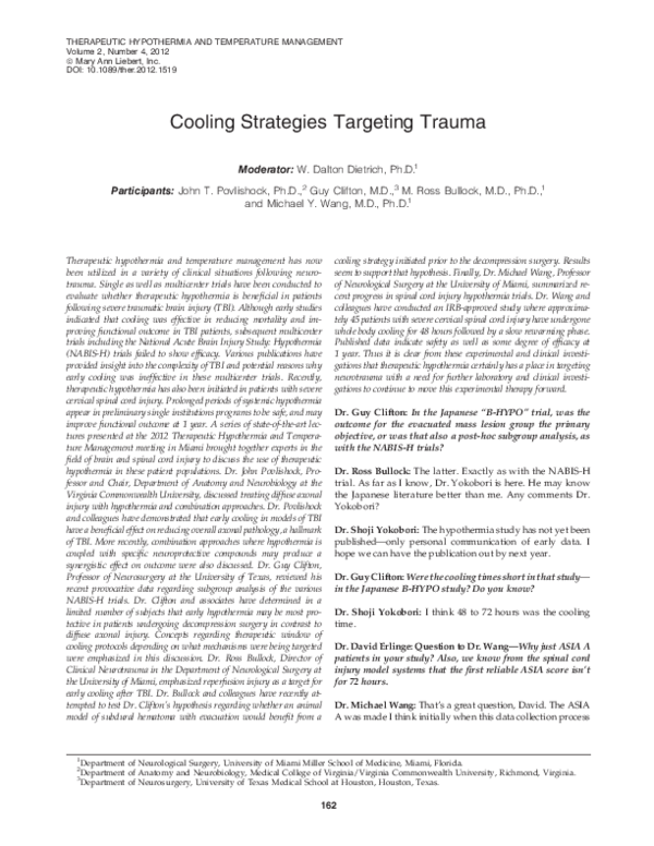 (PDF) Cooling strategies targeting trauma