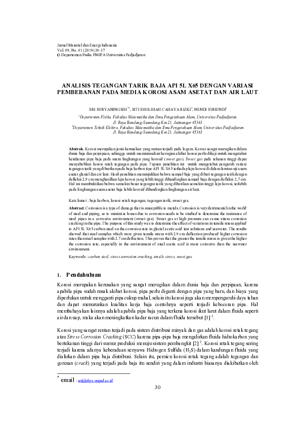 (PDF) Analisis Tegangan Tarik Baja Api 5L X65 Dengan Variasi Pembebanan ...