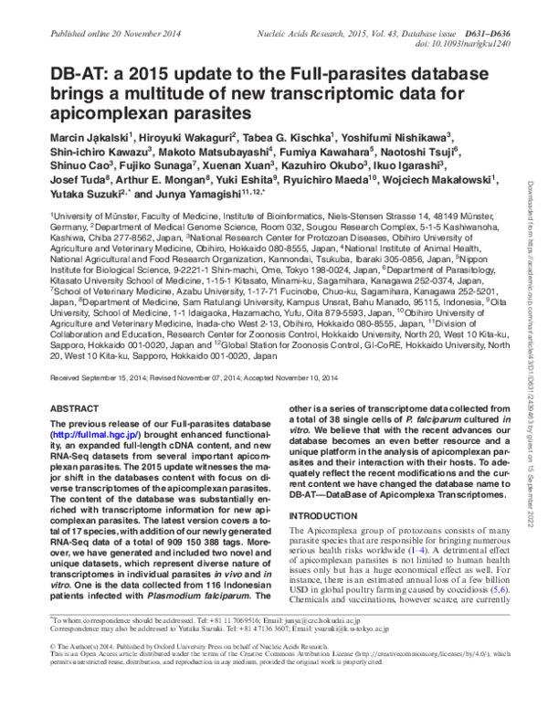 (PDF) DB-AT: a 2015 update to the Full-parasites database brings a ...