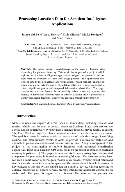 (PDF) Processing Location Data for Ambient Intelligence Applications