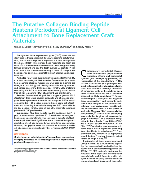 (PDF) The Putative Collagen Binding Peptide Hastens Periodontal ...
