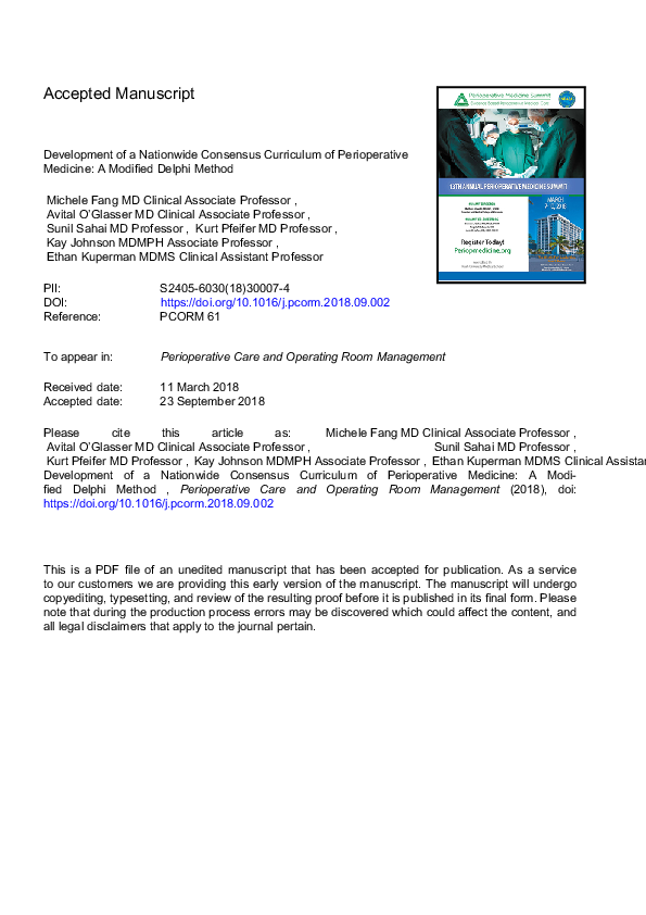 (PDF) Development of a nationwide consensus curriculum of perioperative ...