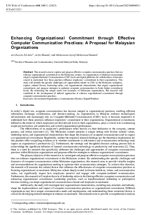 (PDF) Enhancing Organizational Commitment through Effective Computer ...