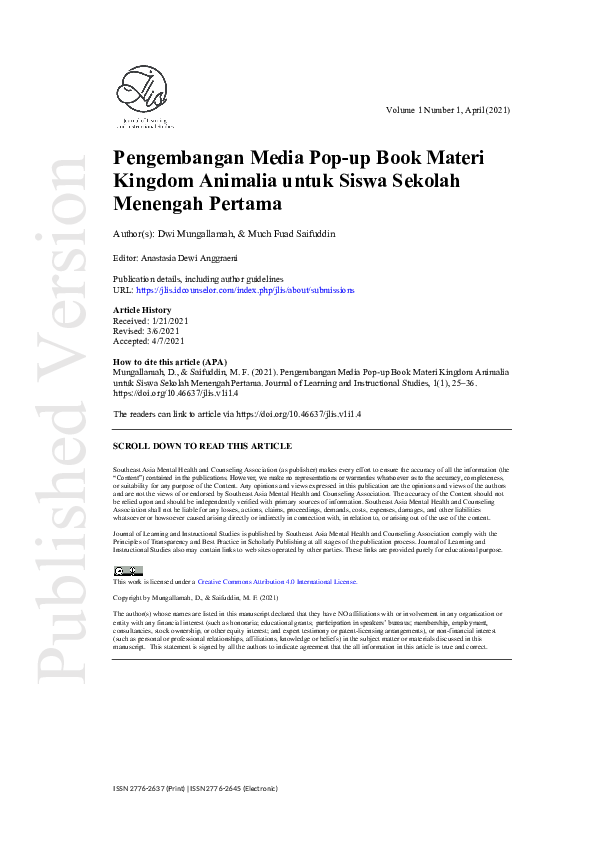(PDF) Pengembangan Media Pop-up Book Materi Kingdom Animalia untuk Siswa Sekolah Menengah Pertama