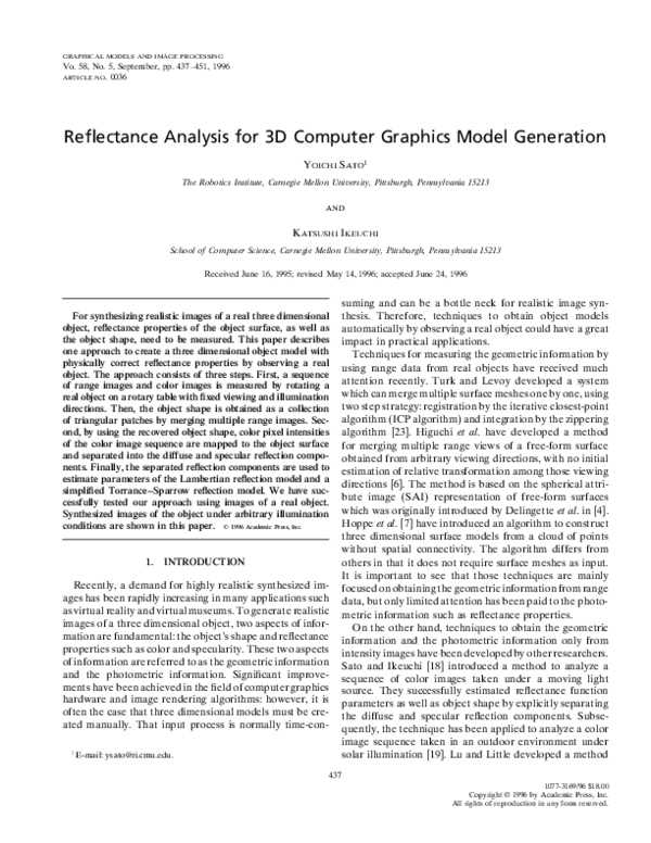 (PDF) Reflectance Analysis for 3D Computer Graphics Model Generation