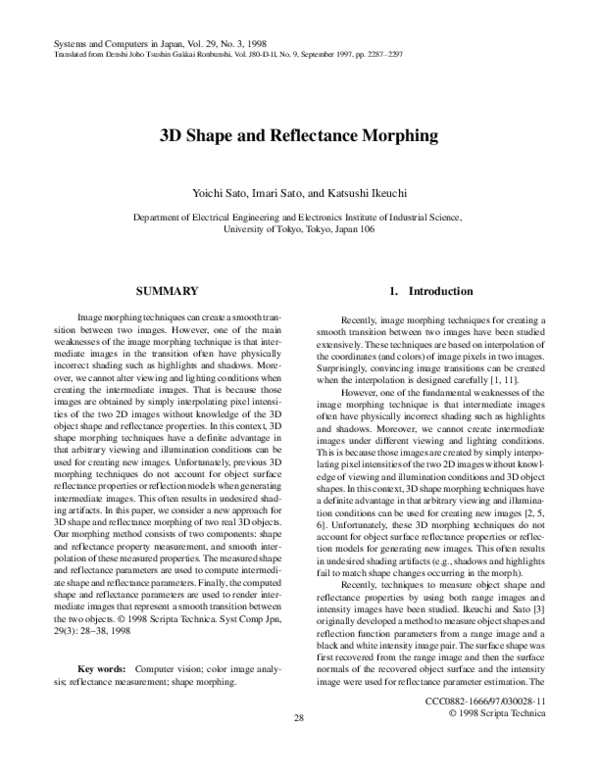 (PDF) 3D shape and reflectance morphing