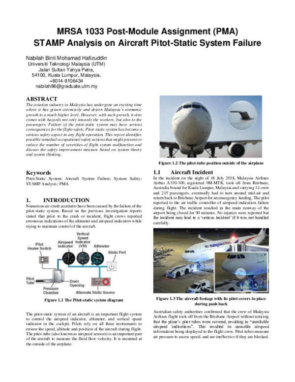 (PDF) STAMP Analysis on Aircraft Pitot-Static System Failure - MRSA ...