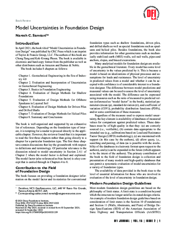 (PDF) Model Uncertainties in Foundation Design