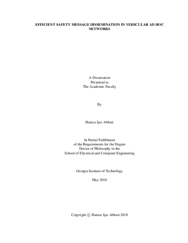 (PDF) Efficient Safety Message Dissemination in Vehicular Ad Hoc Networks