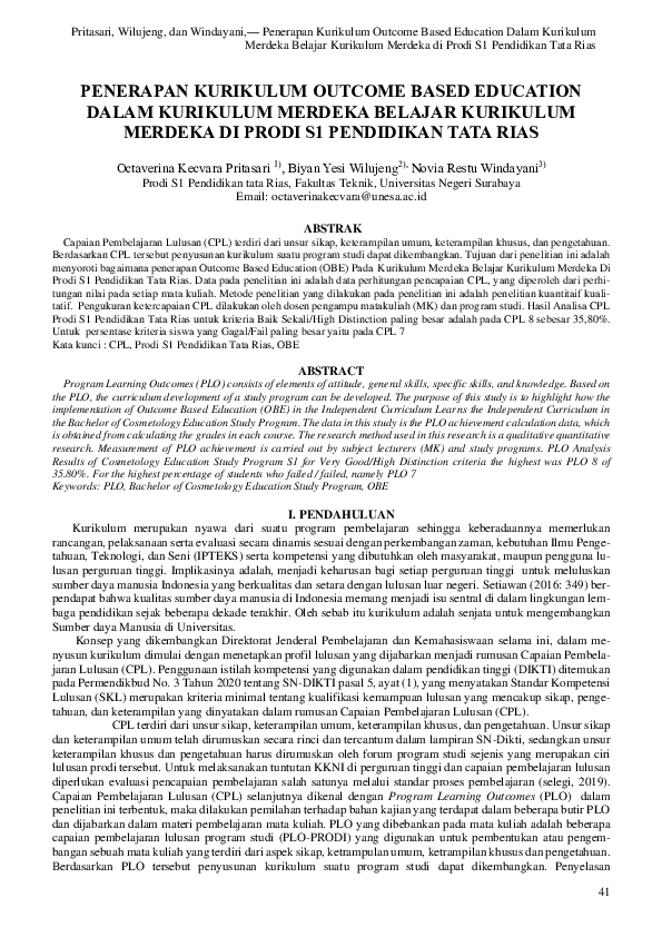 (PDF) Penerapan Kurikulum Outcome Based Education (Obe) Dalam Kurikulum Merdeka Belajar ...