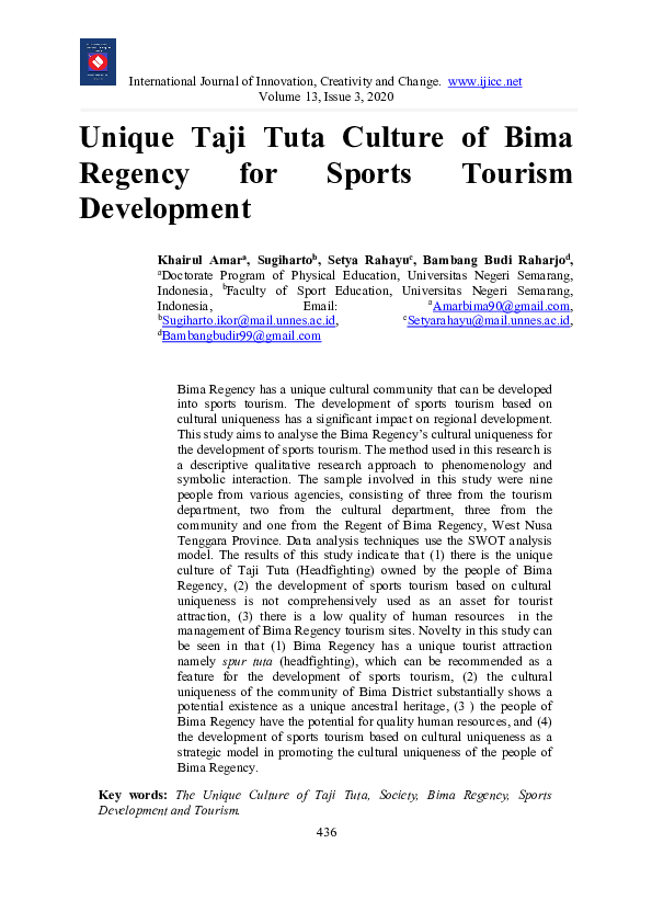 (PDF) Unique Taji Tuta Culture of Bima Regency for Sports Tourism ...