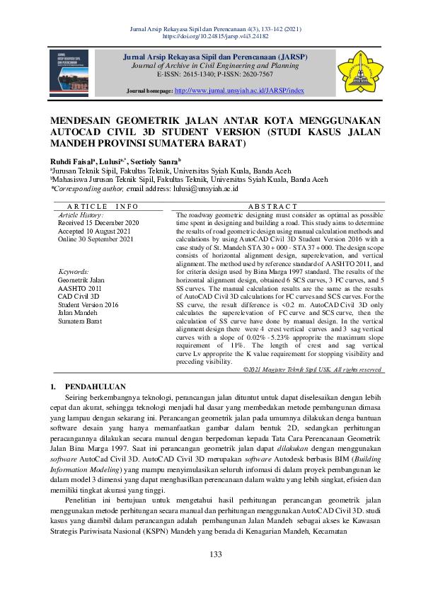 (PDF) Perancangan Geometrik Jalan Antar Kota Menggunakan Autocad Civil ...