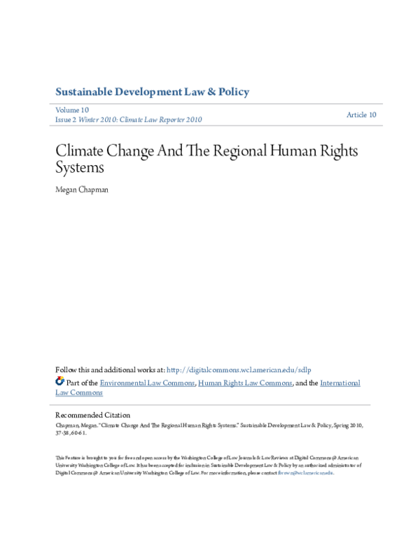(PDF) Climate Change And The Regional Human Rights Systems