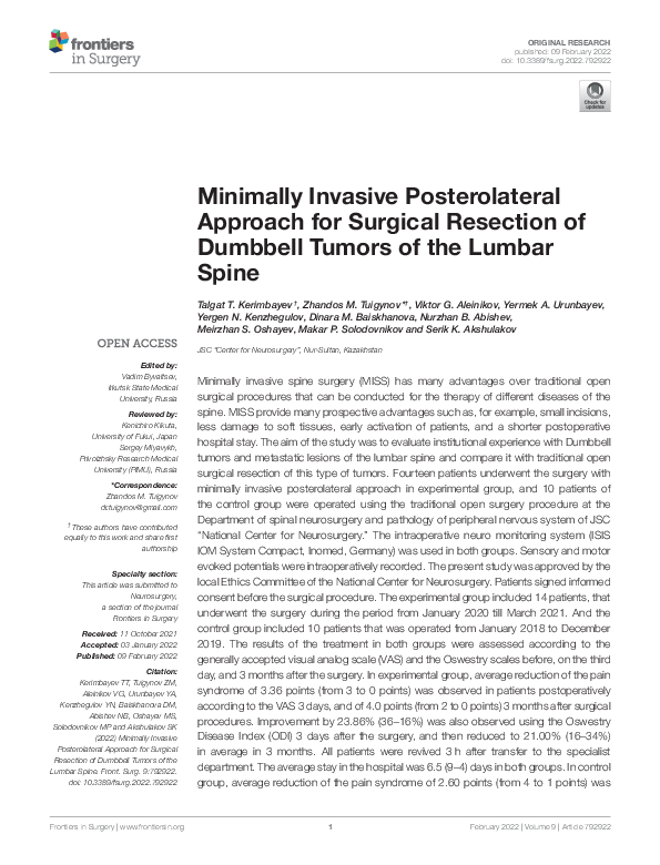 (PDF) Minimally Invasive Posterolateral Approach for Surgical Resection ...