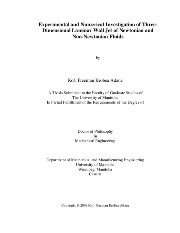 (PDF) Experimental and Numerical Investigation of Three-Dimensional Laminar Wall Jet of ...