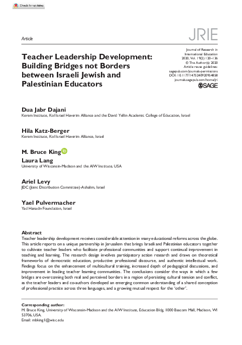 (PDF) Teacher Leadership Development: Building Bridges not Borders ...