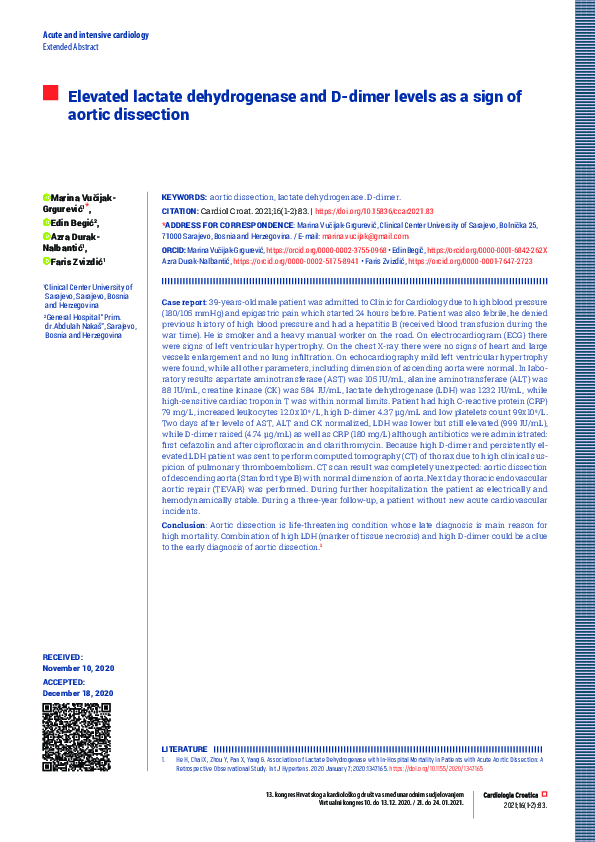 (PDF) Elevated lactate dehydrogenase and D-dimer levels as a sign of ...