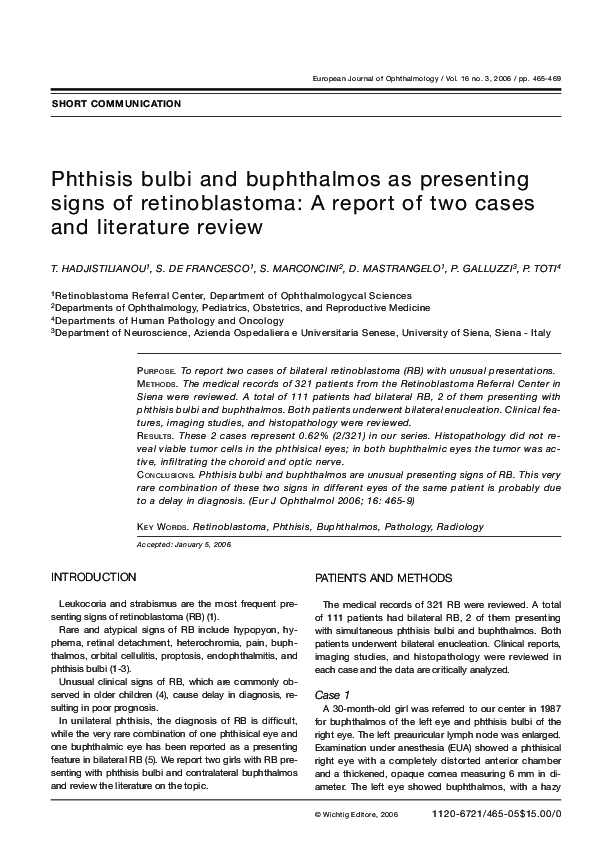 (PDF) Phthisis Bulbi and Buphthalmos as Presenting Signs of ...