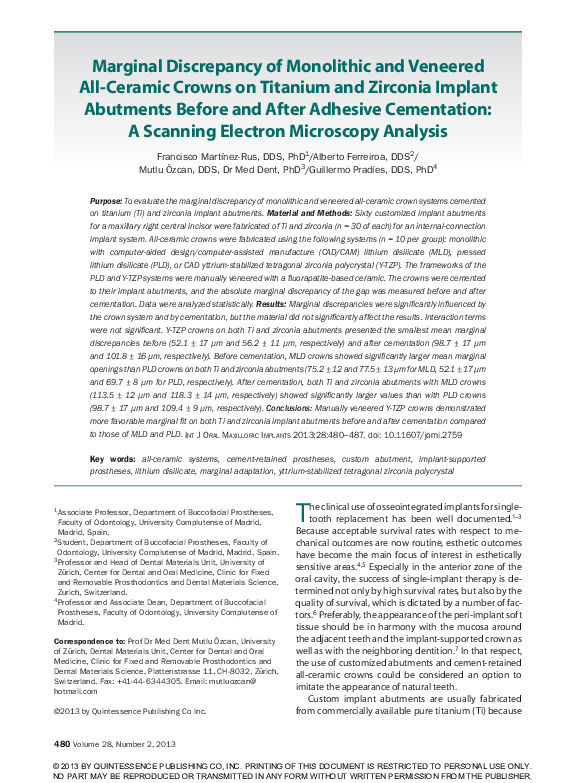 (PDF) Marginal Discrepancy of Monolithic and Veneered All-Ceramic ...