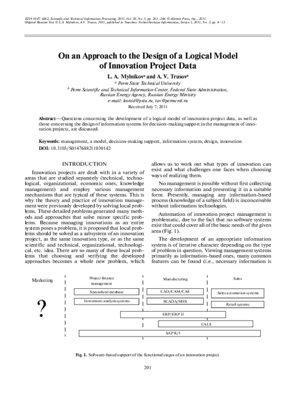 (PDF) On an approach to the design of a logical model of innovation ...