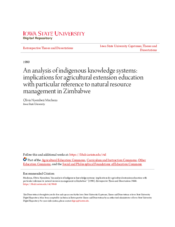 (PDF) An analysis of indigenous knowledge systems: implications for ...