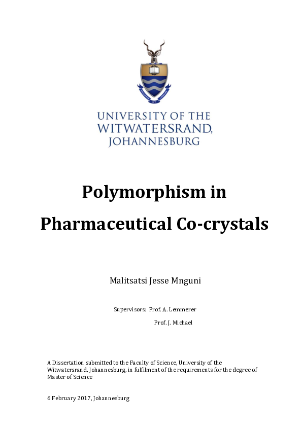 (PDF) Polymorphism in pharmaceutical co-crystals | Jesse Mnguni ...