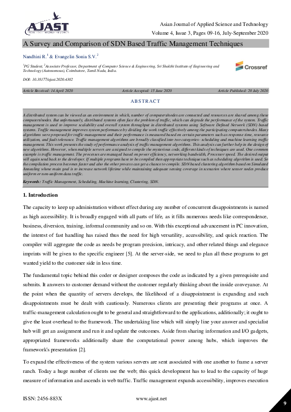 Pdf A Survey And Comparison Of Sdn Based Traffic Management Techniques
