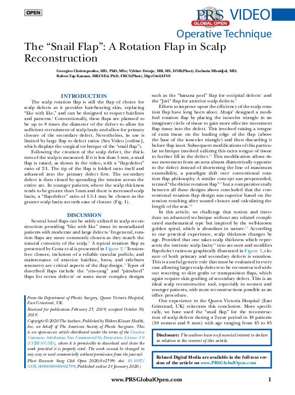 (PDF) The “Snail Flap”: A Rotation Flap in Scalp Reconstruction