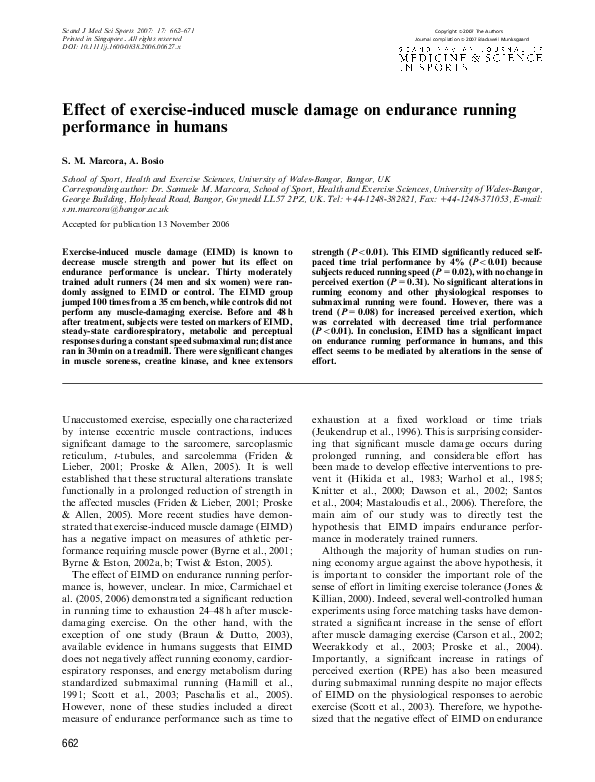 (PDF) Impact of Exercise-Induced Muscle Damage on Endurance Running
