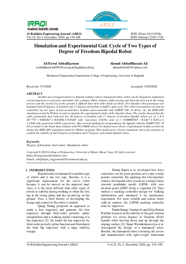 (PDF) Simulation and Experimental Gait Cycle of Two Types of Degree of ...