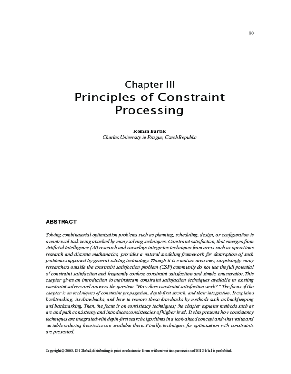 (PDF) Principles of Constraint Processing